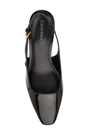 Calvin Klein Sorena Slingback Kitten Heel Pump - Black Patent