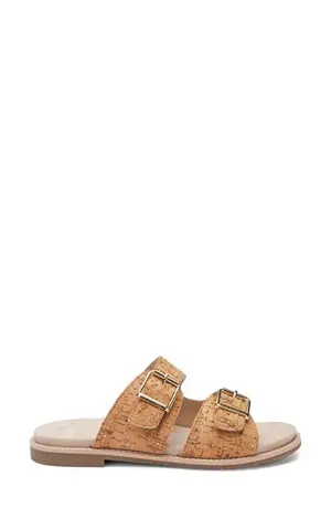 ARA Elm Studded Buckle Strap Slide Sandal - Natural