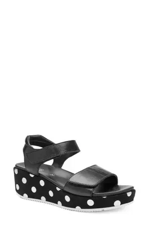 ARA Rosepetal Platform Wedge Sandal - Black/black/cream