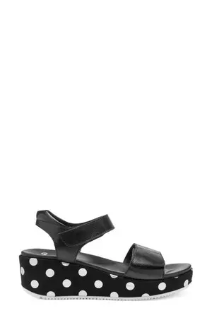 ARA Rosepetal Platform Wedge Sandal - Black/black/cream