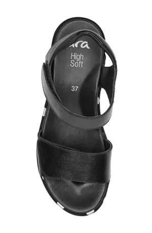 ARA Rosepetal Platform Wedge Sandal - Black/black/cream
