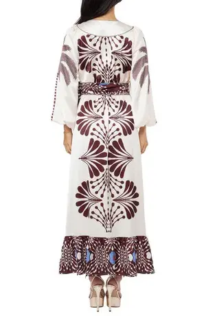 CIEBON Willow Print Satin Maxi Dress