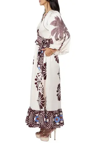 CIEBON Willow Print Satin Maxi Dress