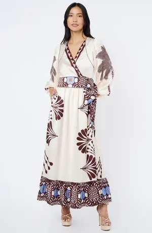 CIEBON Willow Print Satin Maxi Dress