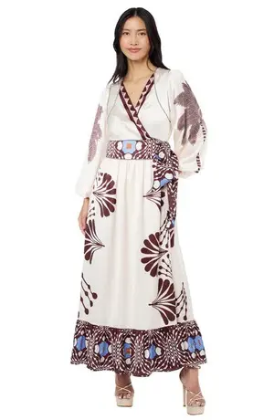 CIEBON Willow Print Satin Maxi Dress