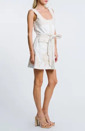 CIEBON Embroidered Fit & Flare Minidress - Off White