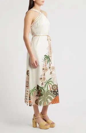 CIEBON Pricella Botanical Halter Neck Midi Dress