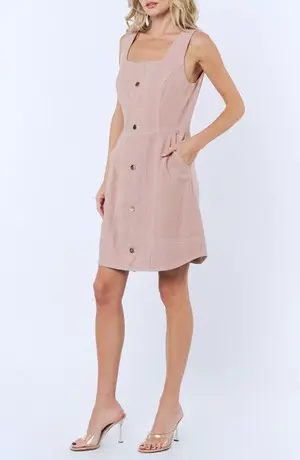 CIEBON Alanni Topstitch Detail Cotton Blend Dress