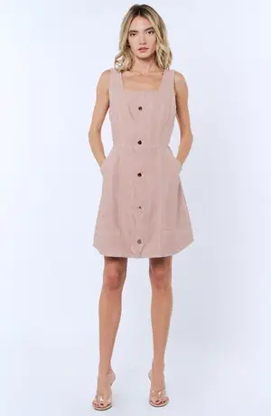 CIEBON Alanni Topstitch Detail Cotton Blend Dress