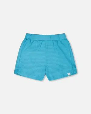 DEUX PAR DEUX Crinkle Jersey Elastic Waist Shorts - Blue