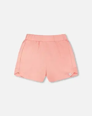 DEUX PAR DEUX Crinkle Jersey Elastic Waist Shorts - Peach Pink