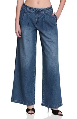 Avec Les Filles Wide Leg Jeans - Dark Blue Wash
