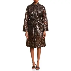Avec Les Filles Belted Water Repellent Raincoat - Leopard