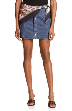 Avec Les Filles Side Panel Denim Skirt - Viceroy Wash