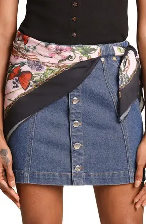 Avec Les Filles Side Panel Denim Skirt