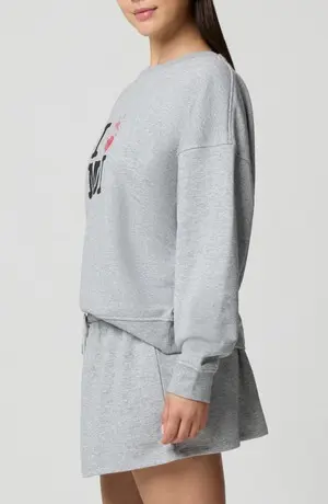 FLORENCE BY MILLS Cozy Crush Graphic Sweatshirt - Heather Grey/cherry