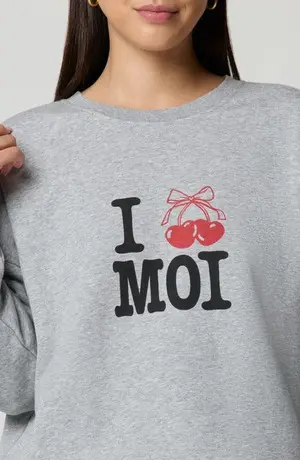 FLORENCE BY MILLS Cozy Crush Graphic Sweatshirt - Heather Grey/cherry