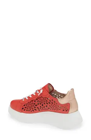 WONDERS Laser Cutout Platform Sneaker - Flame/rame