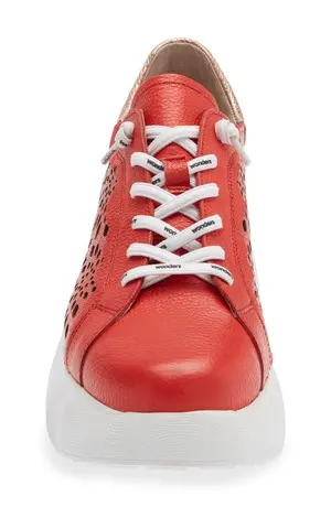WONDERS Laser Cutout Platform Sneaker - Flame/rame