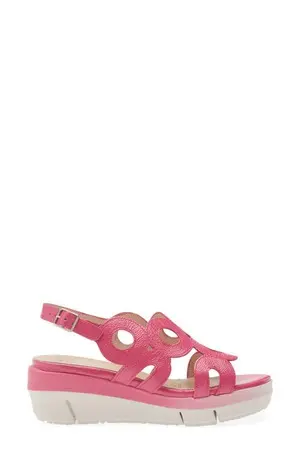 WONDERS Slingback Platform Slide Sandal - Lack Fuchsia