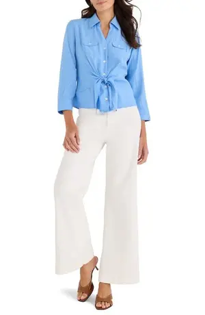 NIC+ZOE Tie Front Button-up Shirt - French Blue