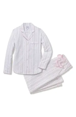 PETITE PLUME Brushed Cotton Twill Pajamas - White