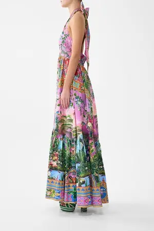 Camilla Ruffle Hem Halter Maxi Dress
