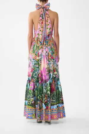 Camilla Ruffle Hem Halter Maxi Dress