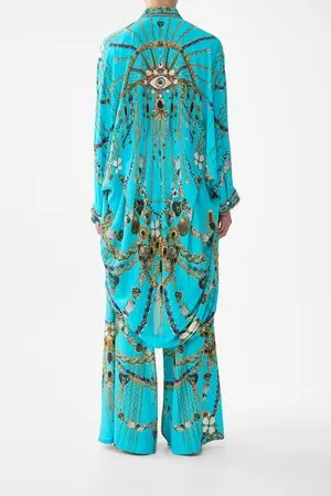 Camilla Printed Button Up Top With Draped Back