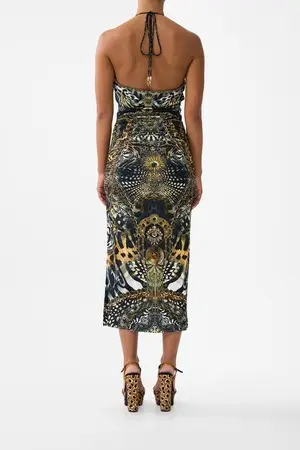 Camilla Cut Out Sleeveless Jersey Halter Neck Dress