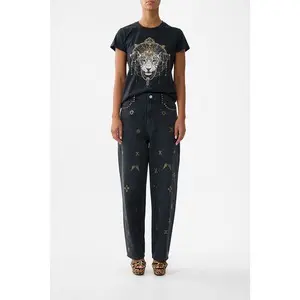 Camilla Slim Fit Round Neck T-shirtblack - Feline Folklore