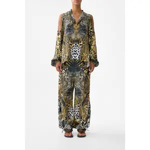 Camilla Mandarin Collar Cold Shoulder Blouse - Feline Folklore