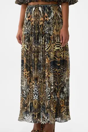 Camilla Printed Pleated Midi Skirt
