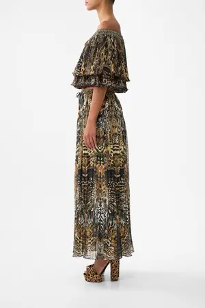 Camilla Printed Pleated Midi Skirt