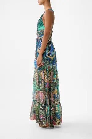 Camilla Bead Strap Gathered Panel Maxi Dress