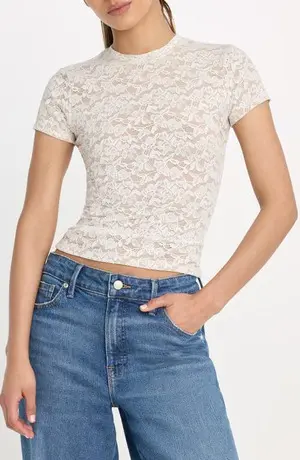 Good American Stretch Lace Baby T-shirt