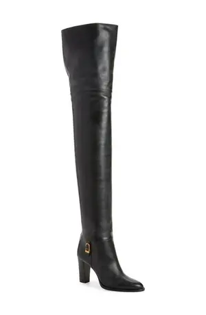 Saint Laurent Julia Divine Thigh High Boot - Noir
