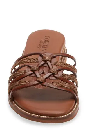 Cordani Hollace Leather & Raffia Slide Sandal