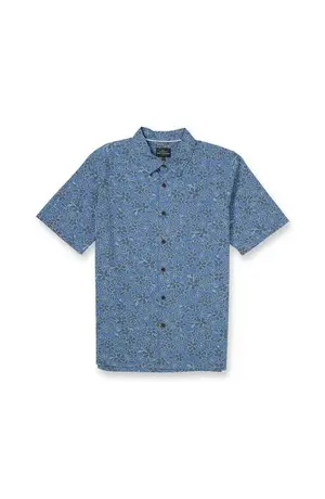 QUIKSILVER WATERMAN Flower Field Wm Ss Short Sleeve Shirt - Blue Shadow