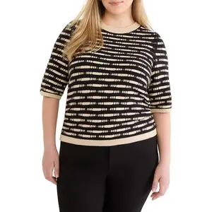 NIC+ZOE Atelier Striped Short Sleeve Sweater