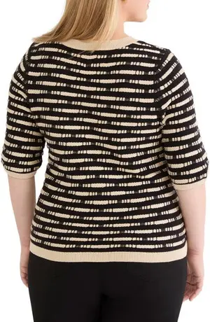 NIC+ZOE Atelier Striped Short Sleeve Sweater