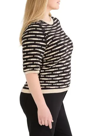 NIC+ZOE Atelier Striped Short Sleeve Sweater