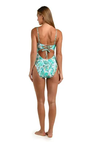 SUNSHINE 79 Free Spirit Printed Bandeau One-piece Swimsuit - Blue/green Multi