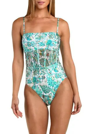 SUNSHINE 79 Free Spirit Printed Bandeau One-piece Swimsuit - Blue/green Multi