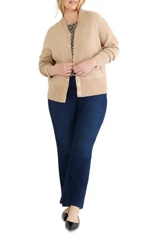 NIC+ZOE Knit Bomber Jacket - Jute