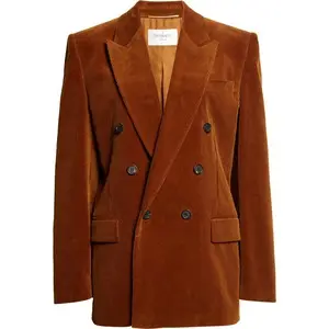 Saint Laurent Double Breasted Corduroy Blazer - Cognac