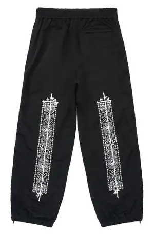 RtA Nixon Placed Paisley Print Nylon Joggers - Black Paisley