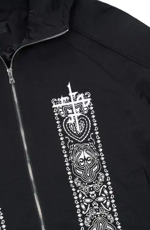 RtA Zayden Paisley Print Hooded Jacket - Black Paisley
