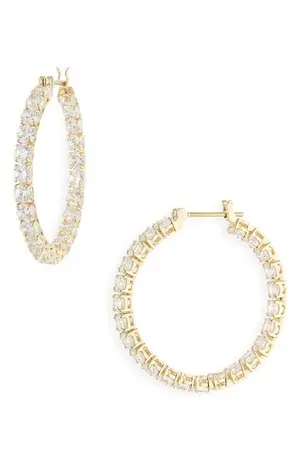 SWAROVSKI Matrix Tennis Hoop Earrings - Shiny White/gold