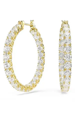 SWAROVSKI Matrix Tennis Hoop Earrings - Shiny White/gold
